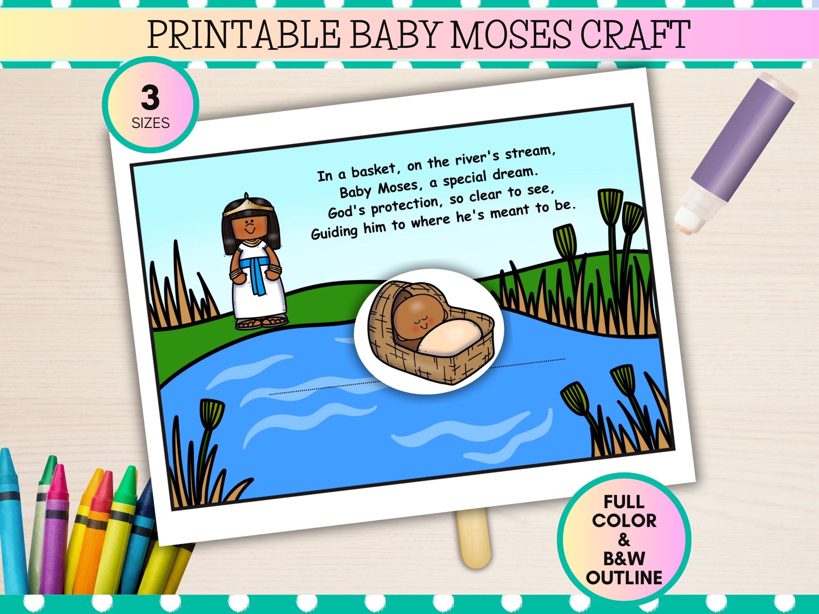 Baby Moses Bible Craft for Kids, Old Testament Bible Story for Kids ...