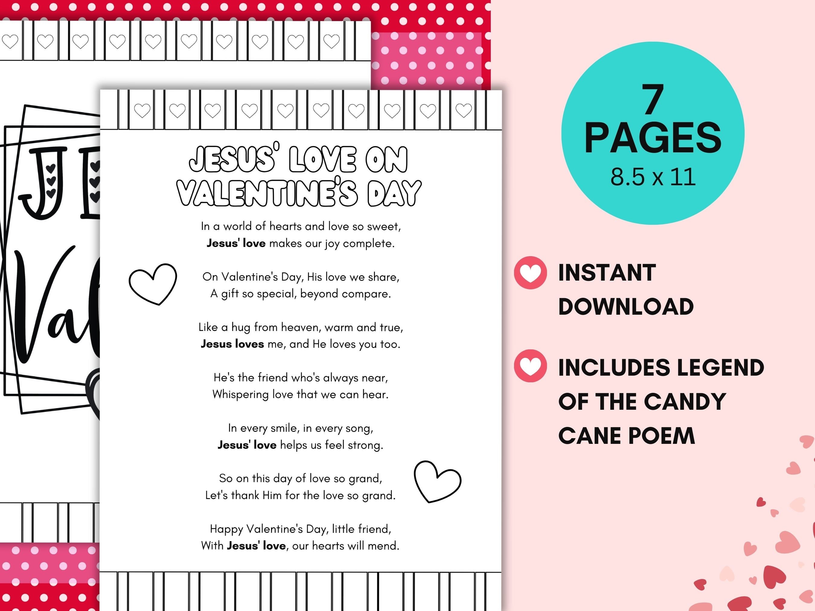 Christian Valentines Coloring Sheets Jesus' Love on - Etsy