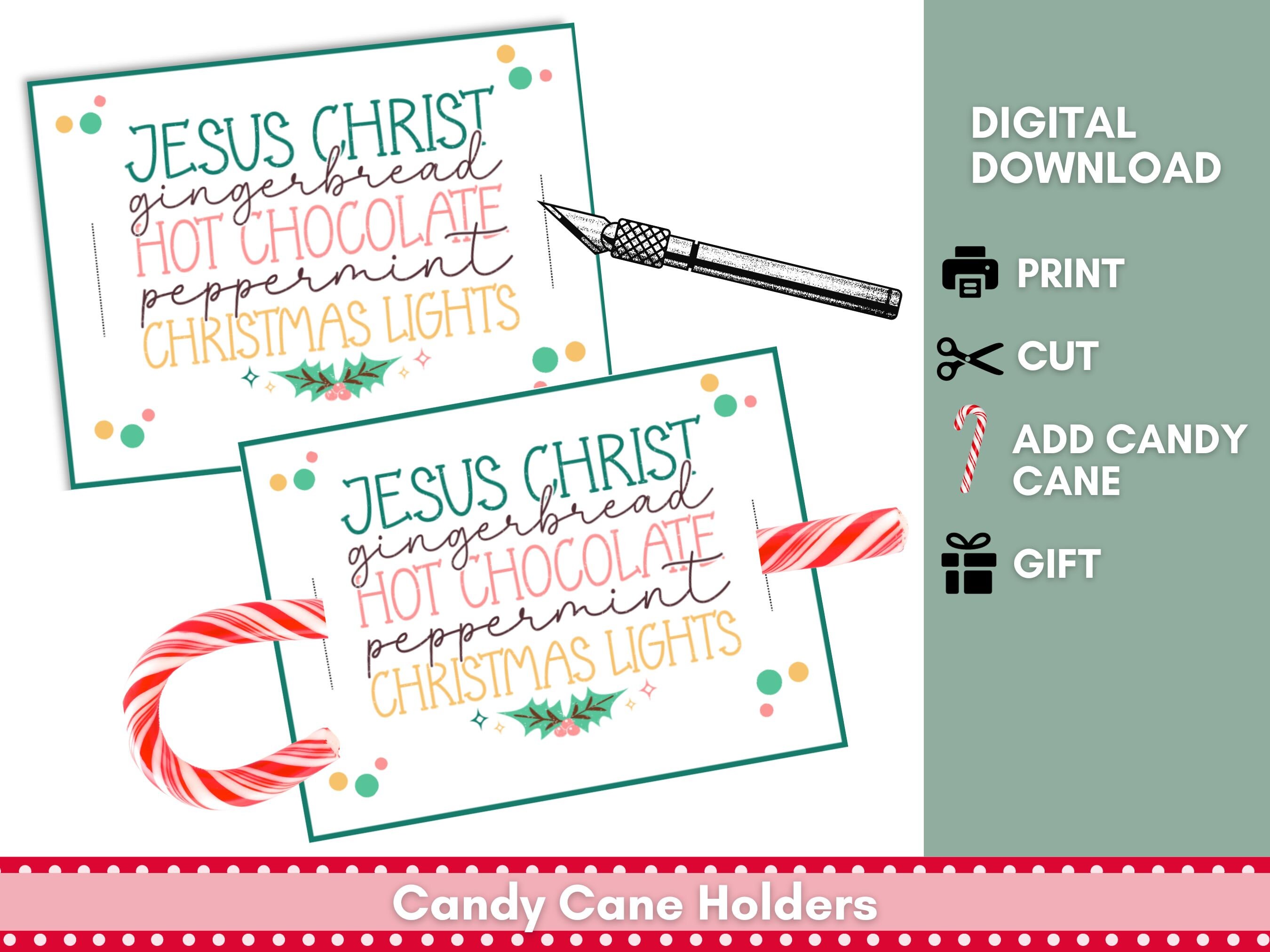Jesus Candy Cane Card, Sweet Treat Tags, Candy Cane Holder, Christian ...