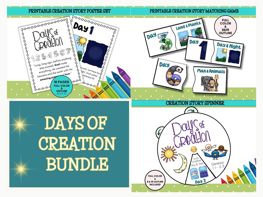 Printable Days of Creation Bundle Set, 3 Listings Included, Christian ...