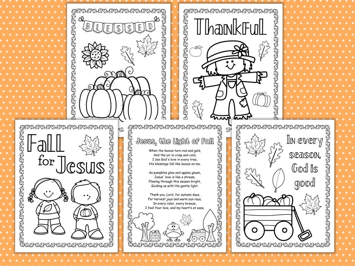 Printable Fall for Jesus Coloring Set, Christian Fall Poem for Kids ...
