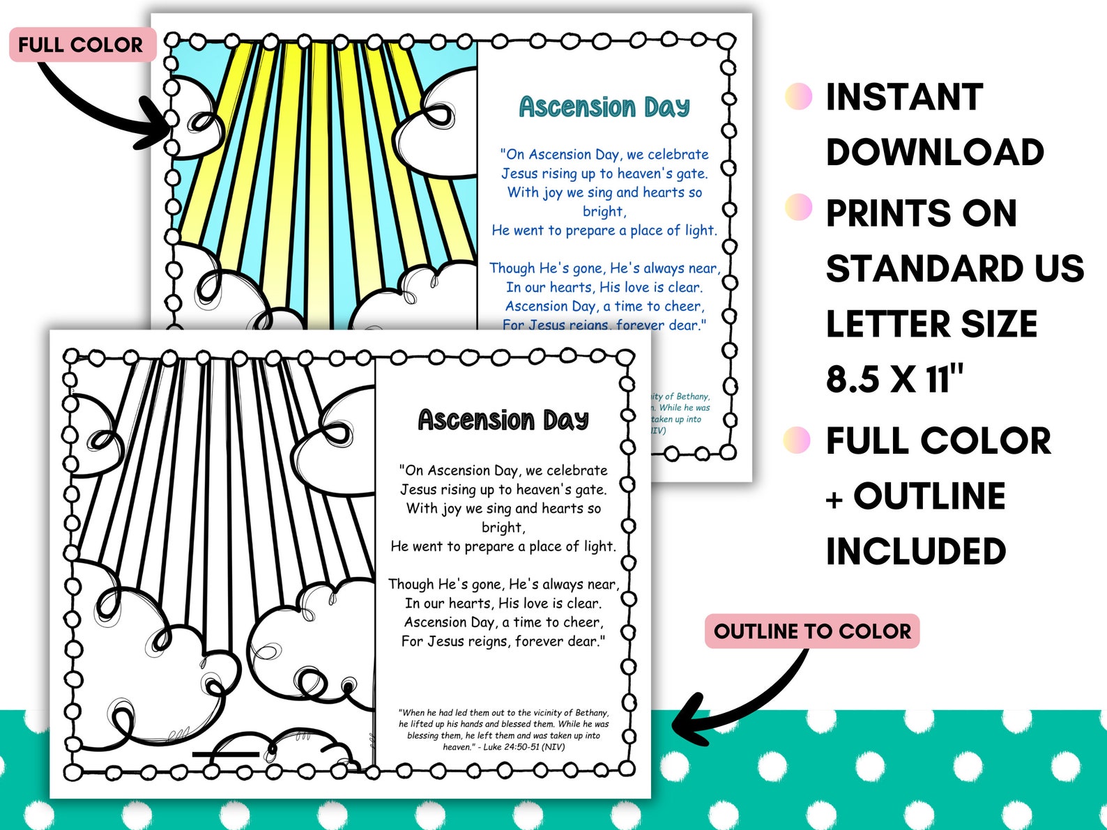 Jesus Ascension Printable Craft for Kids, Ascension Day Poem, Christian ...