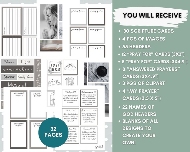 Printable Prayer Board Kit, Prayer Cards, Scripture Cards, Praise and ...