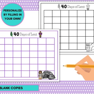 40 Days of Lent Calendar for Kids, Lent Journal for Kids, Printable ...