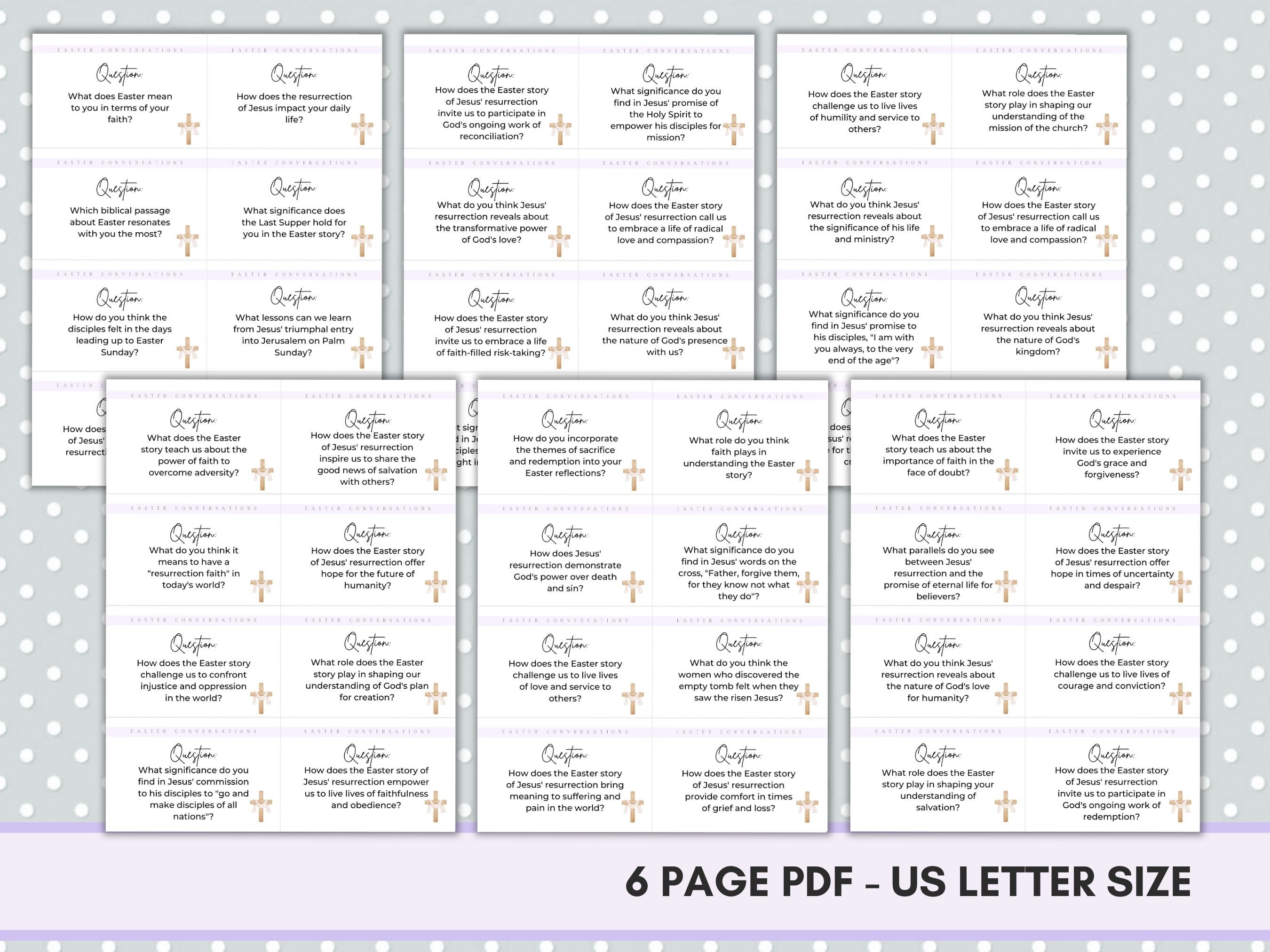 48 Easter Conversation Cards, Christian Discussion, Christian ...