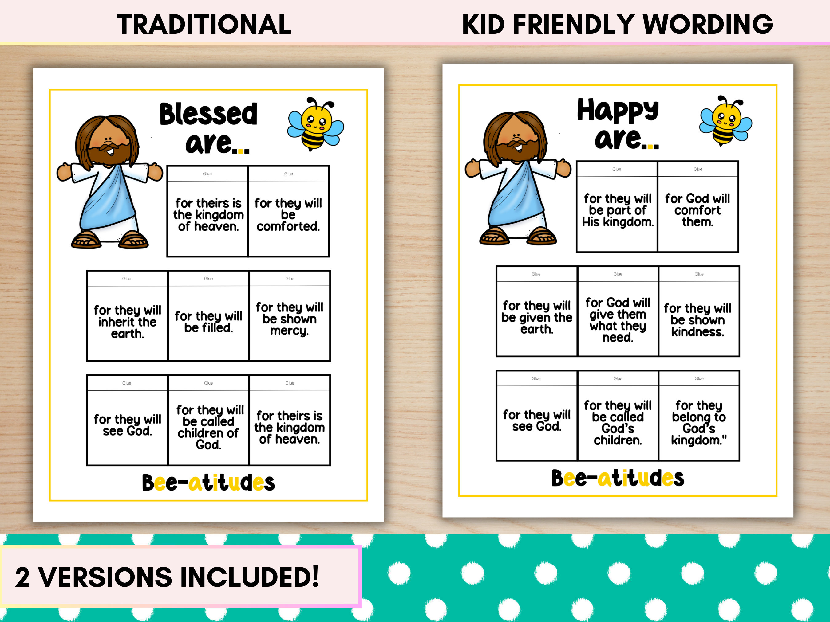 Printable Beatitudes Bible Craft for Kids, Beatitude Craft, Christian ...