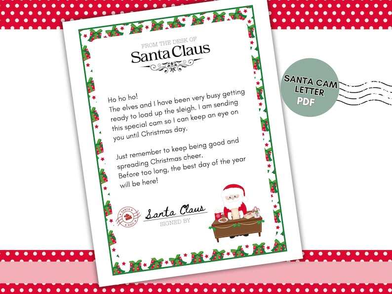 Santa Cam Letter, Printable Letter to Santa - Etsy