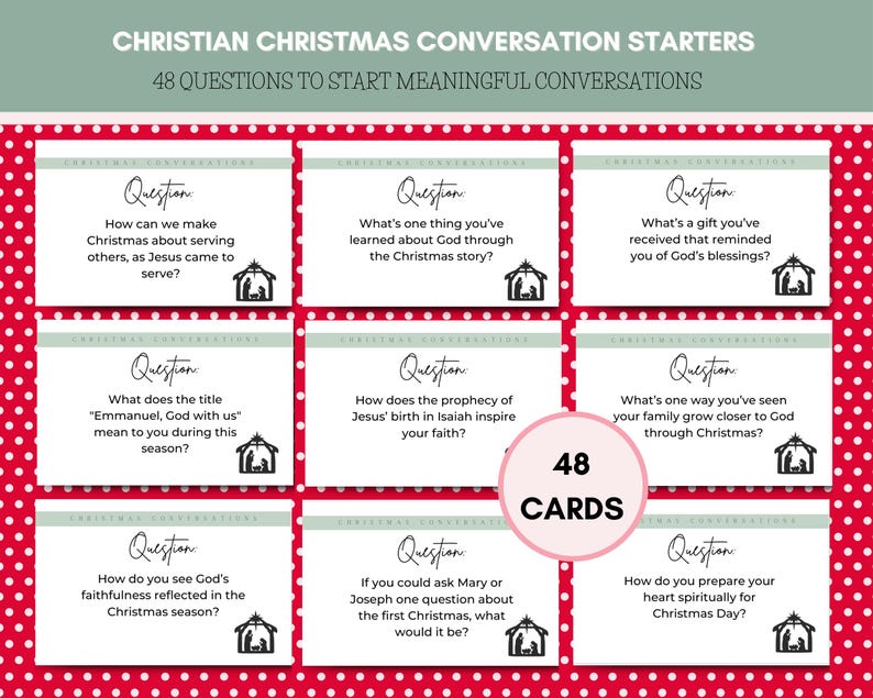 Christian Christmas Conversation Cards, Nativity Prompts, Church ...