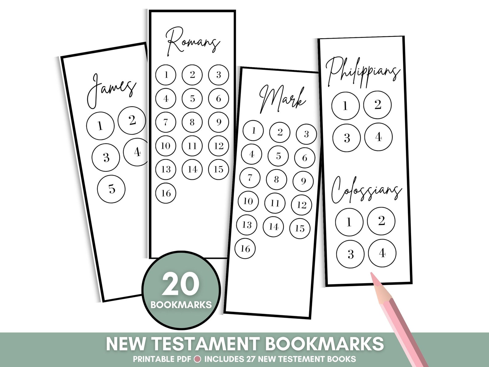 Printable New Testament Bookmarks, Set of 24, Bible Reading Tracker ...