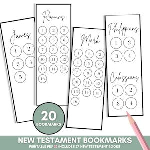 Printable New Testament Bookmarks, Set of 24, Bible Reading Tracker ...