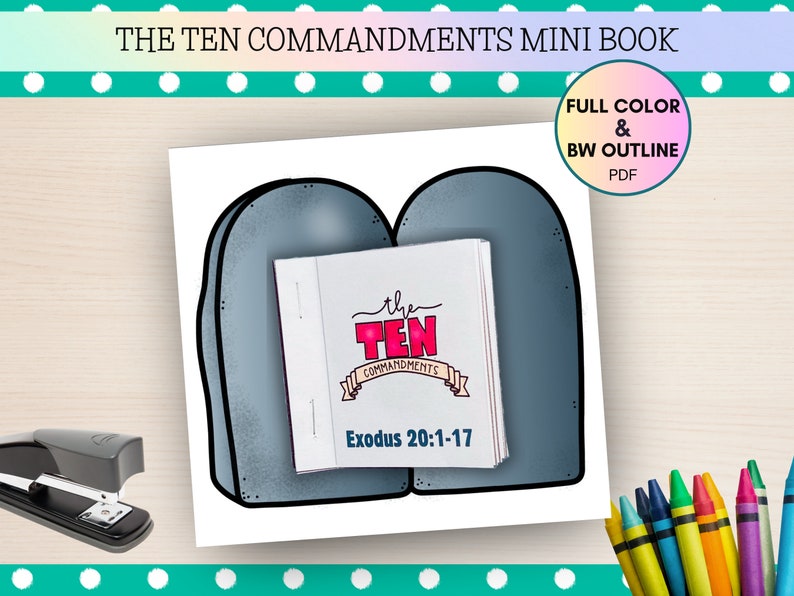 The Ten Commandments Bible Mini Book, Bible Craft for Kids, Christian ...