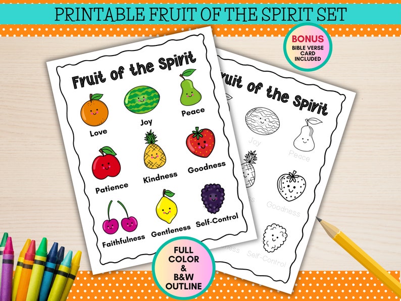 Printable Fruit of the Spirit Coloring Sheet & Poster, Christian ...