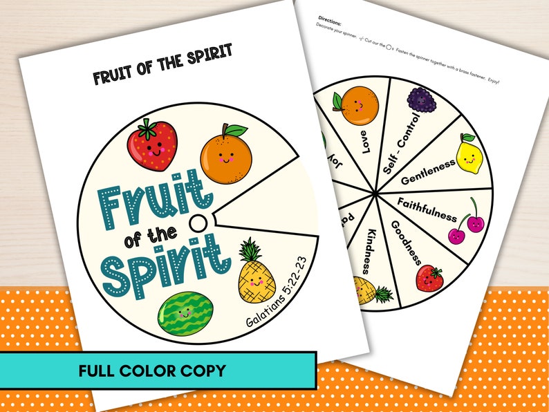 Printable Fruit of the Spirit Spinner Craft for Kids, Fruits of the ...