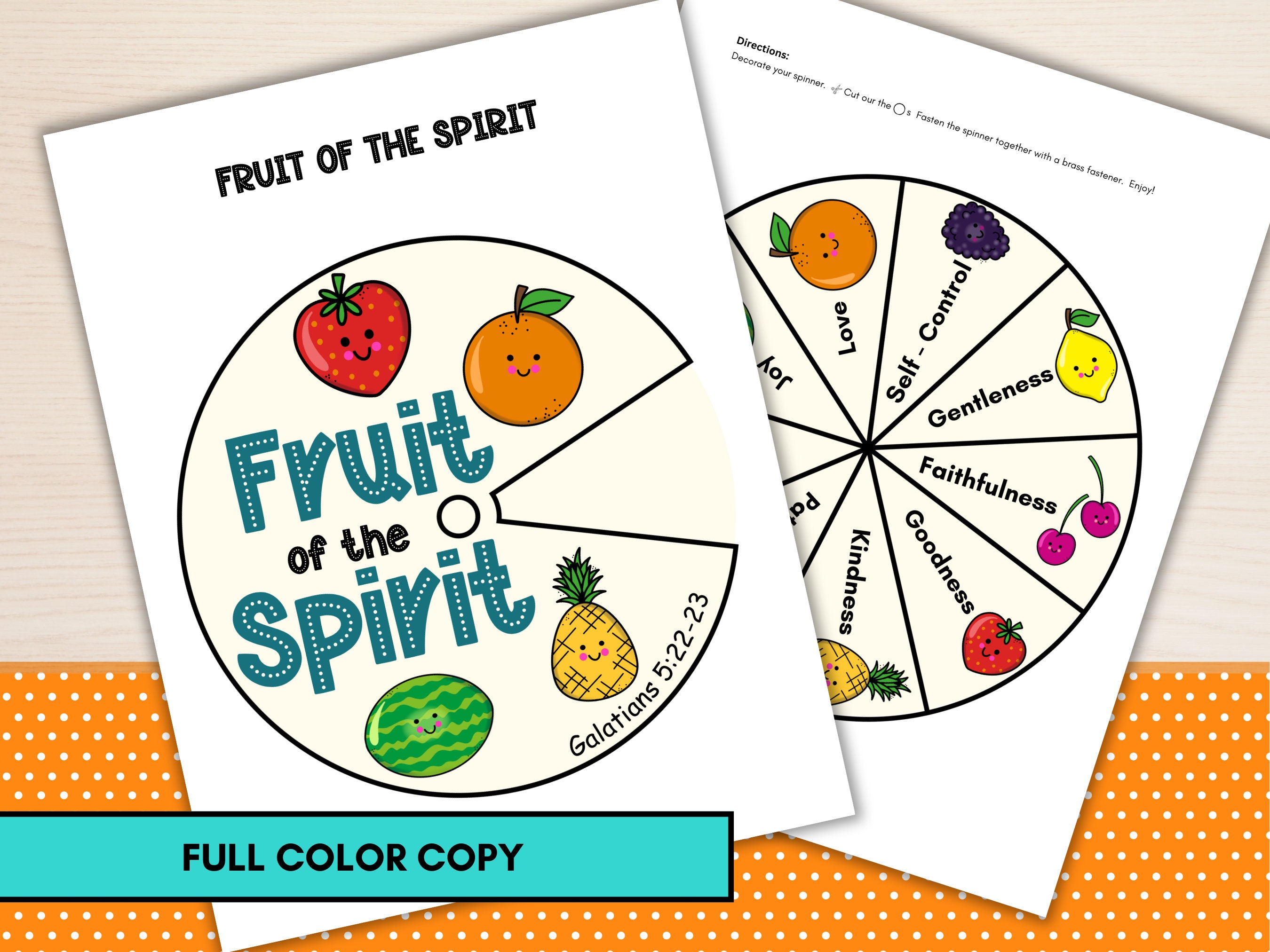 Printable Fruit of the Spirit Spinner Craft for Kids, Fruits of the ...