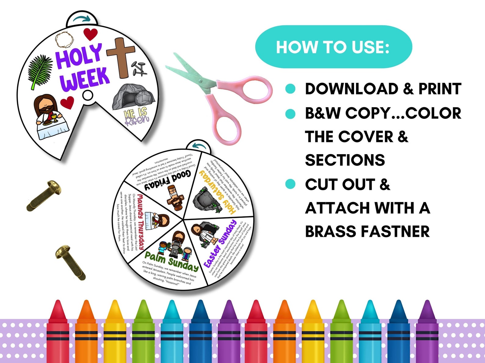 Printable Holy Week Spinner Craft for Kids, Easter Story Wheel ...