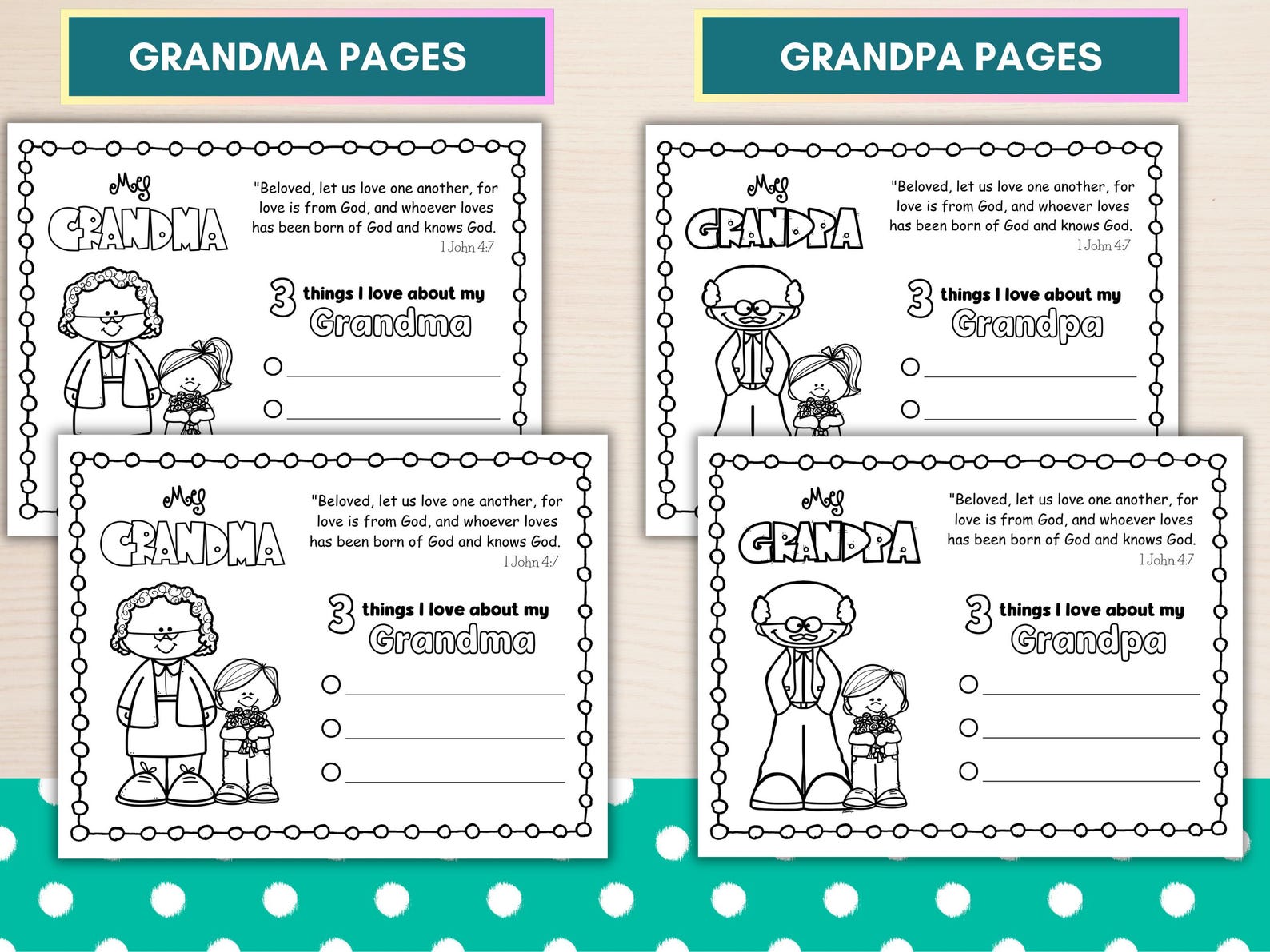 Printable Grandparents's Day Kids Bible Coloring Card, Grandparents Day ...