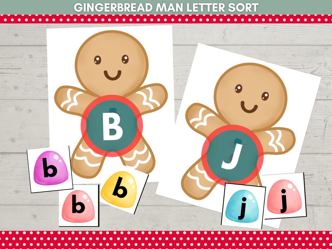 Gingerbread Man Letter Sort, Preschool and Kindergarten Printable ...