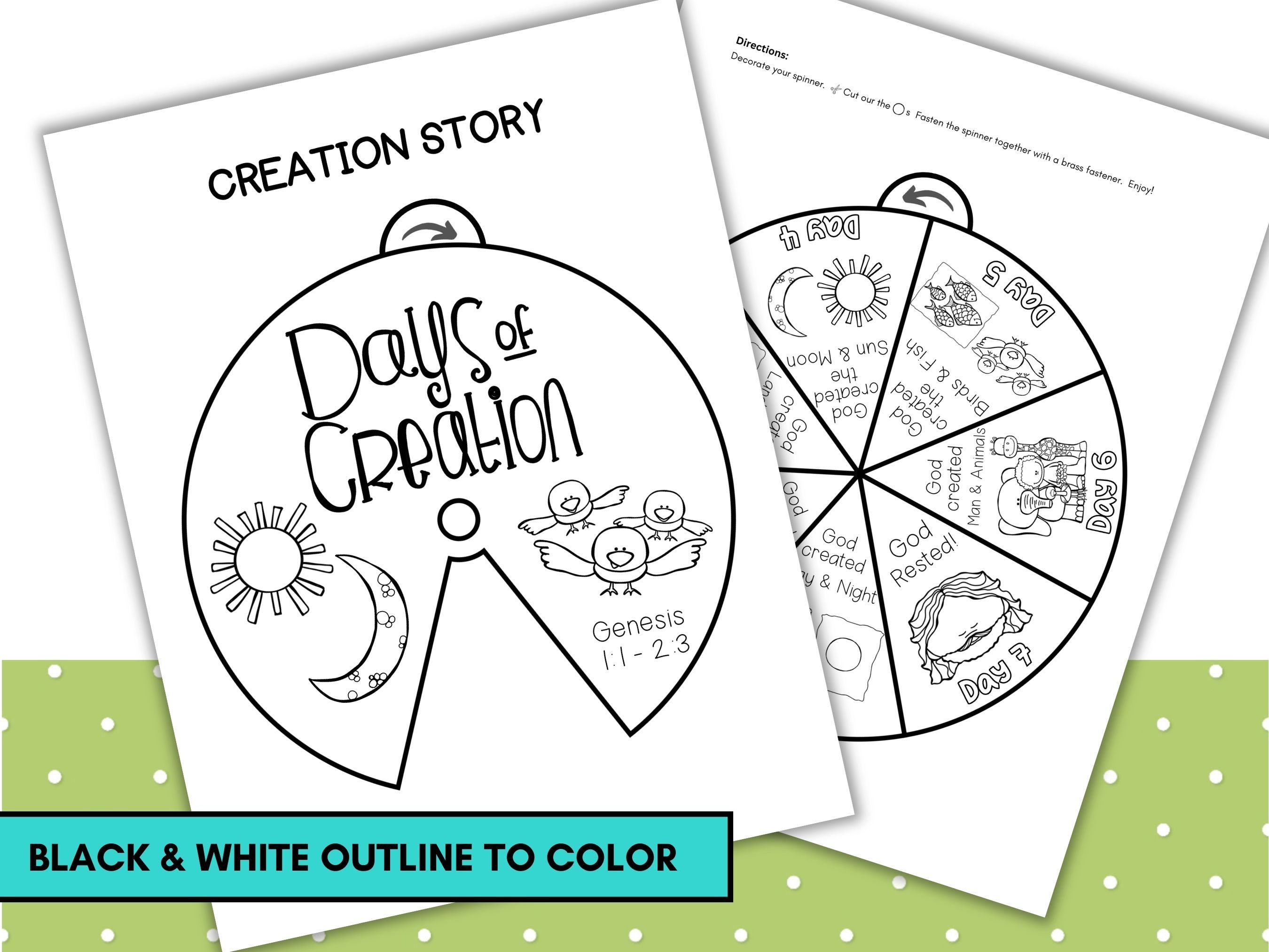 Printable Days of Creation Spinner Craft for Kids, Christian Preschool ...
