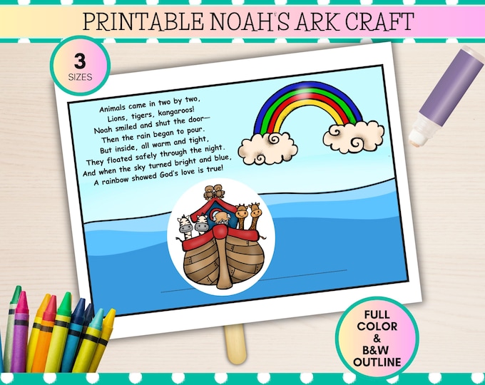 Noah's Ark Printable, Bible Activity for Kids, Genesis Old Testament ...