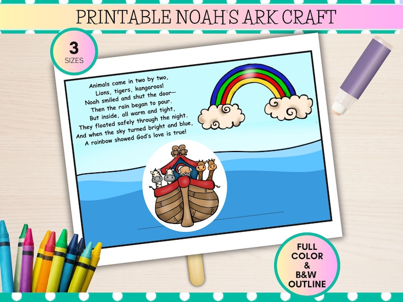 Noahs Ark Printable Bible Craft for Kids, Sunday School Craft ...