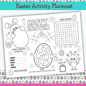 Easter Coloring Placemat, Printable Easter Activity Mat, Easter Table ...