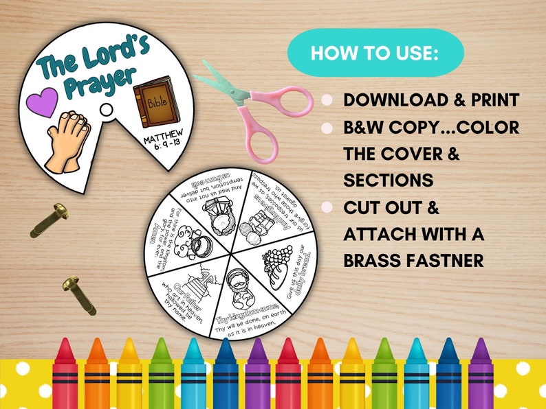 Printable the Lords Prayer Spinner Craft for Kids, Lords Prayer Wheel ...