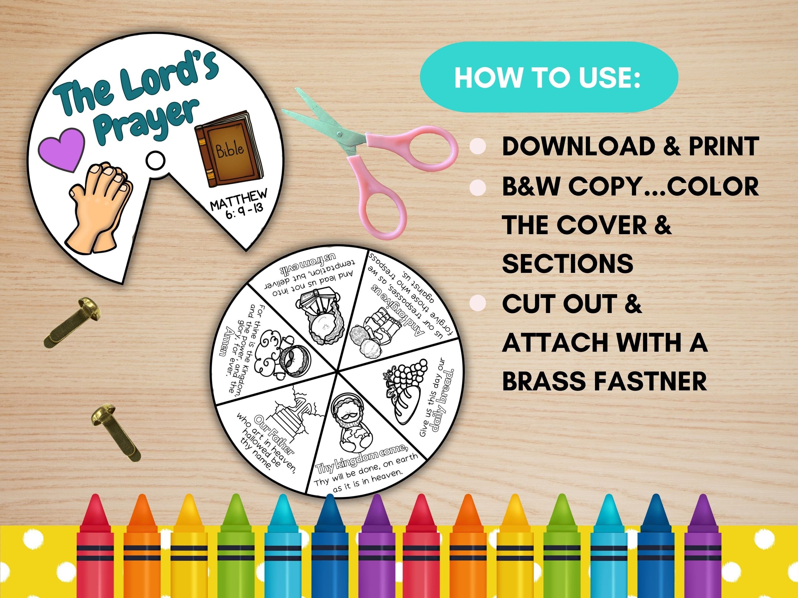 Printable the Lords Prayer Spinner Craft for Kids, Lords Prayer Wheel ...