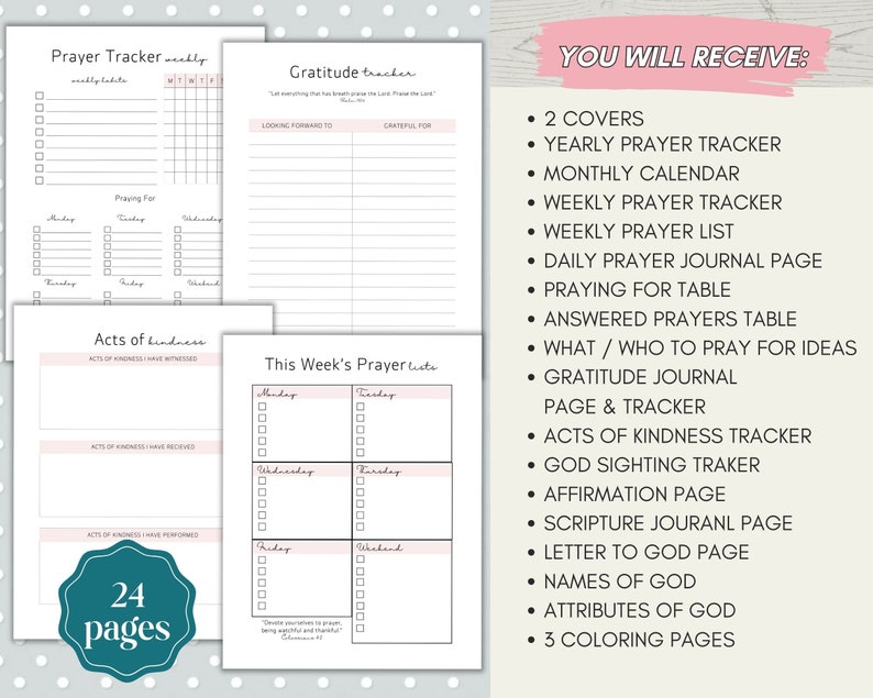 Prayer Journal Printable, Daily Prayer Planner, Prayer List Journal ...