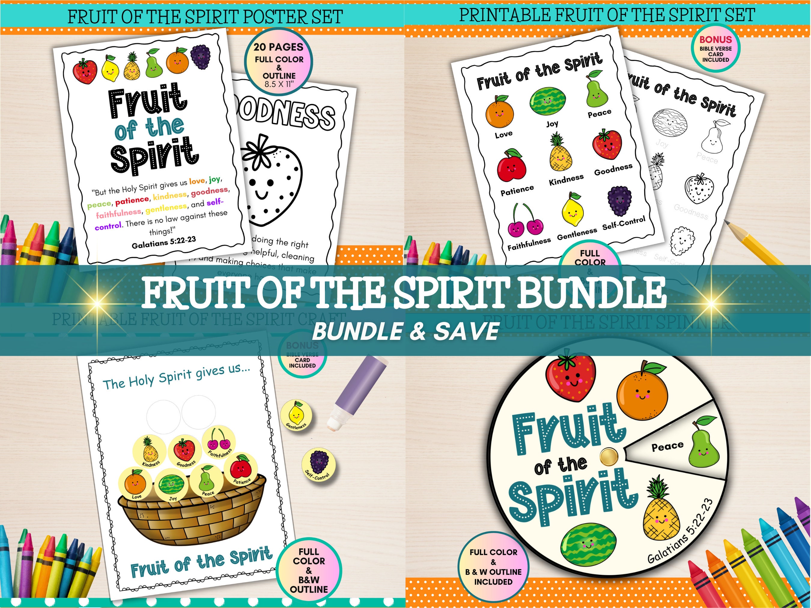Printable Fruit of the Spirit BUNDLE, Fruits of the Spirit Activity ...