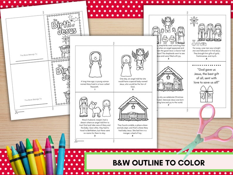 Printable the Birth of Jesus Mini Book for Kids, Nativity Printable ...