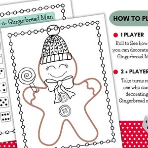 Roll a Gingerbread Printable Game, Gingerbread Printable Activity - Etsy