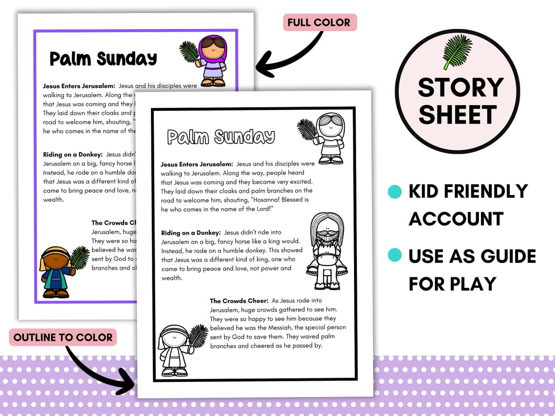 Printable Palm Sunday Puppet Set, Palm Sunday Craft, Christian ...