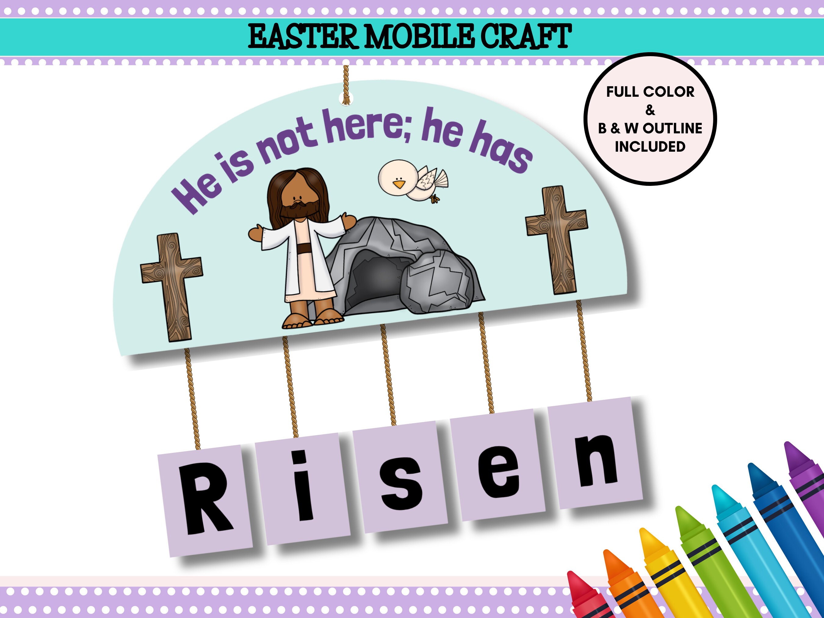 Printable Easter Mobile Craft for Kids, Holy Week Craft, He is Risen ...
