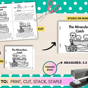 The Miraculous Catch Bible Mini Book, Miracles of Jesus, Bible Craft ...