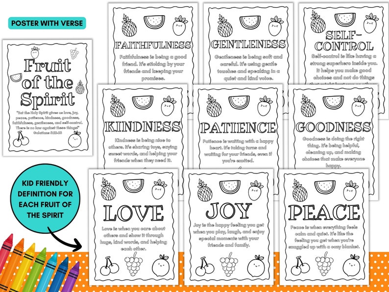 Fruit of the Spirit Posters, Christian Preschool Printable, Sunday ...