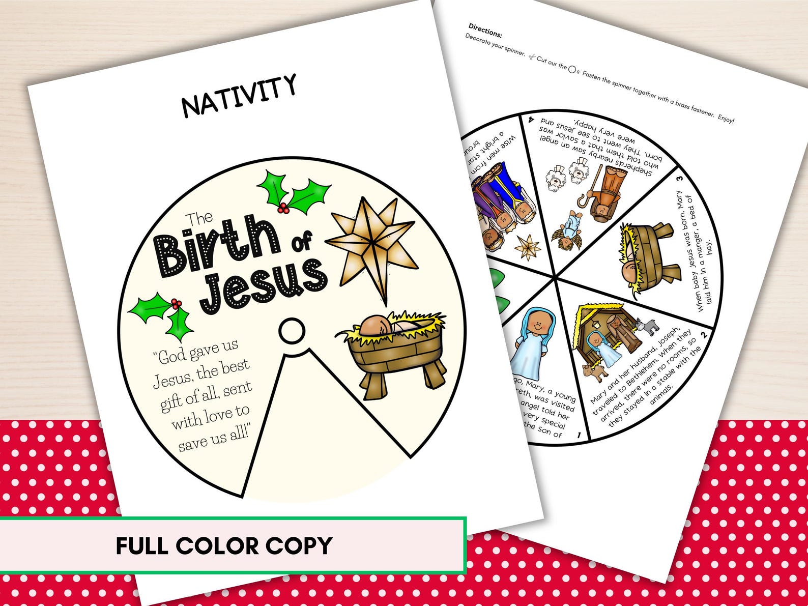 Printable Nativity Story Wheel, Birth of Jesus Spinner Craft for Kids ...