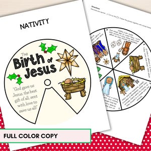 Printable Nativity Story Wheel, Birth of Jesus Spinner Craft for Kids ...