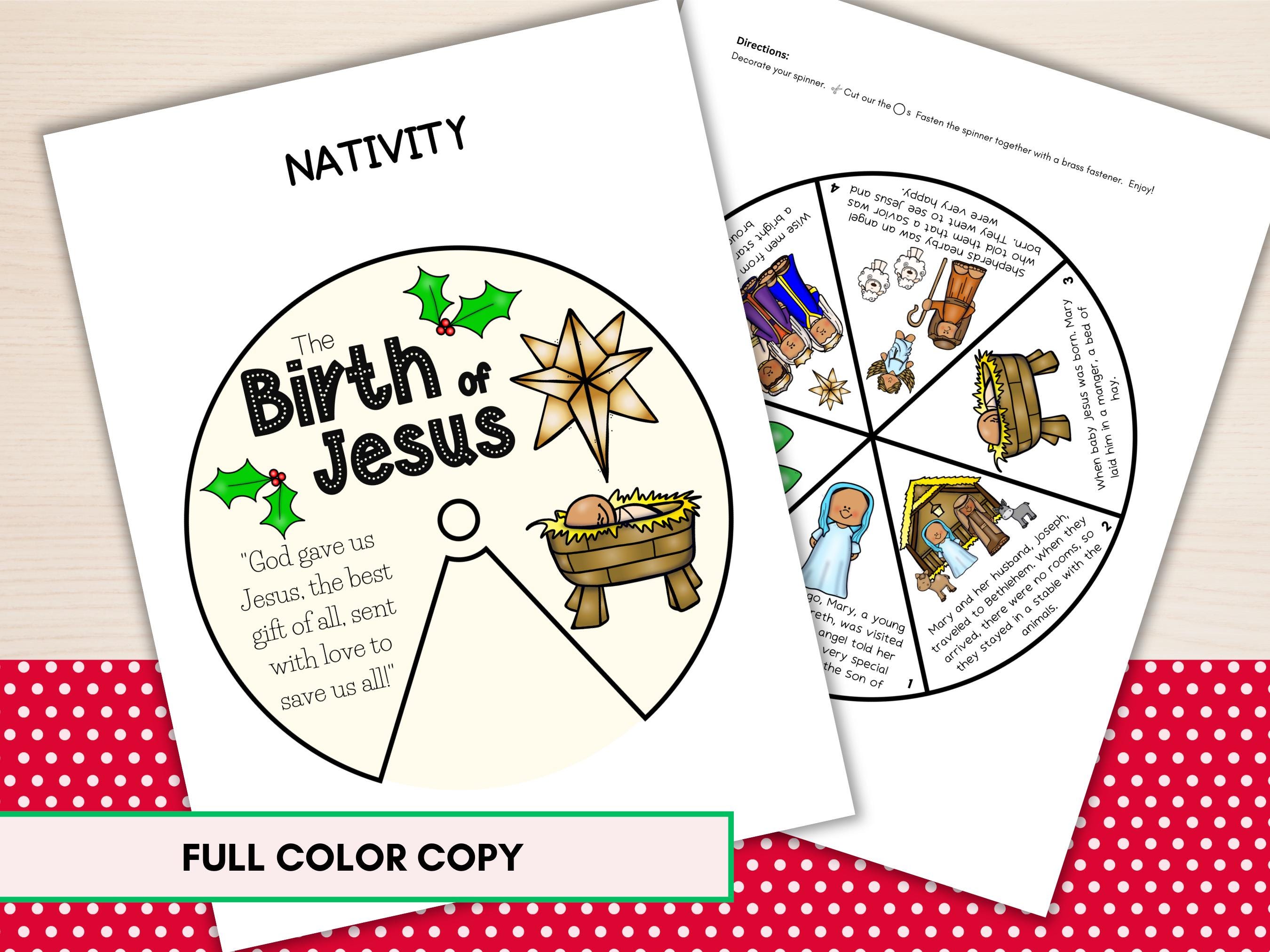 Printable Nativity Story Wheel, Birth of Jesus Spinner Craft for Kids ...