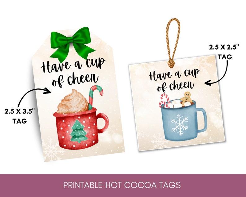 Hot Cocoa Tags, Printable Hot Chocolate Tags, Christmas Gift Tags - Etsy