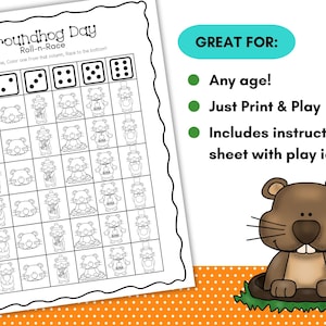 Groundhog Day Roll and Race Game, Printable Groundhog Day Activity - Etsy