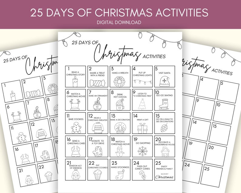 25 Days of Christmas Activities, Christmas Countdown Calendar ...