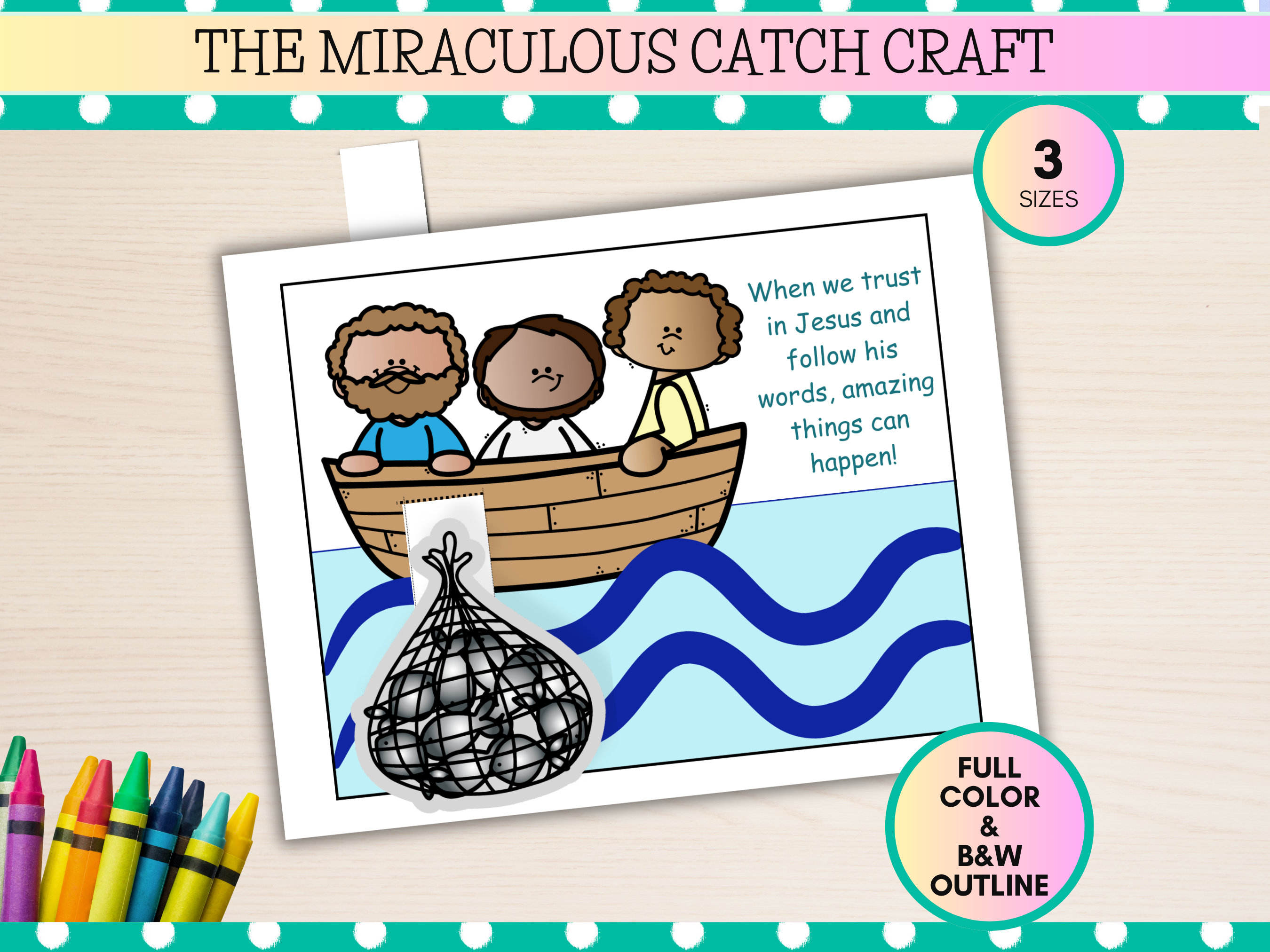 The Miraculous Catch Bible Craft, Miracles of Jesus, Bible Craft for ...