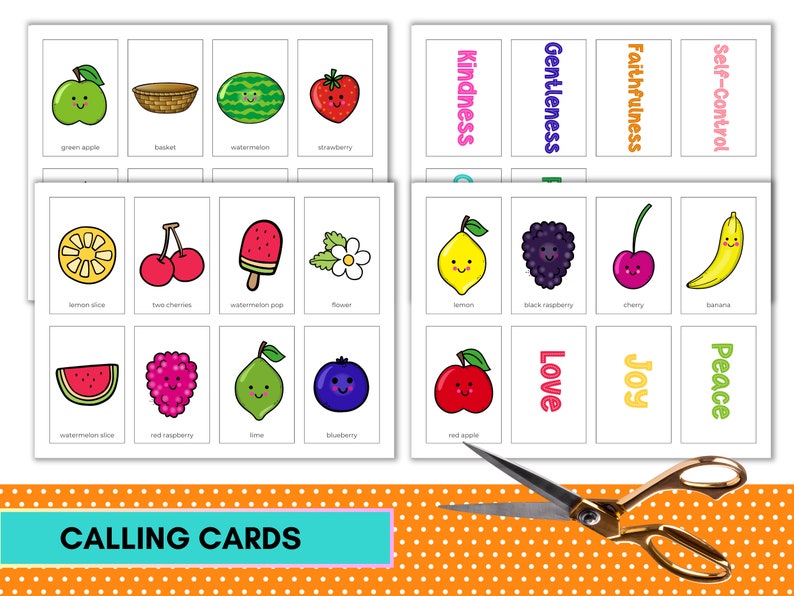 50 Card Printable Fruit of the Spirit Bingo, Bible Games for Kids ...