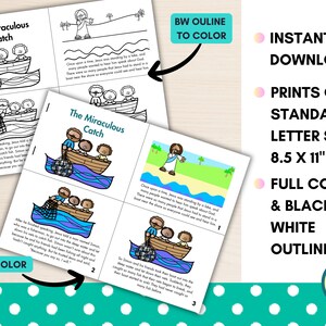 The Miraculous Catch Bible Mini Book, Miracles of Jesus, Bible Craft ...