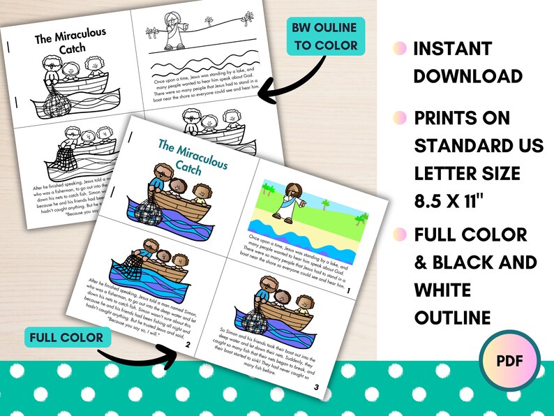 The Miraculous Catch Bible Mini Book, Miracles of Jesus, Bible Craft ...