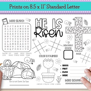 Christian Easter Activity Placemat, Printable Resurrection Sunday ...