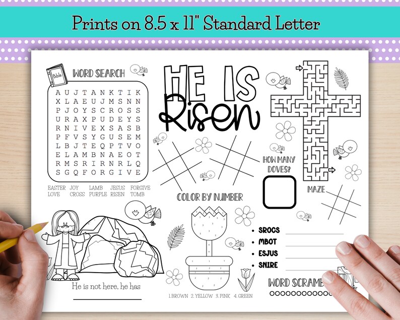 Christian Easter Activity Placemat, Printable Resurrection Sunday ...