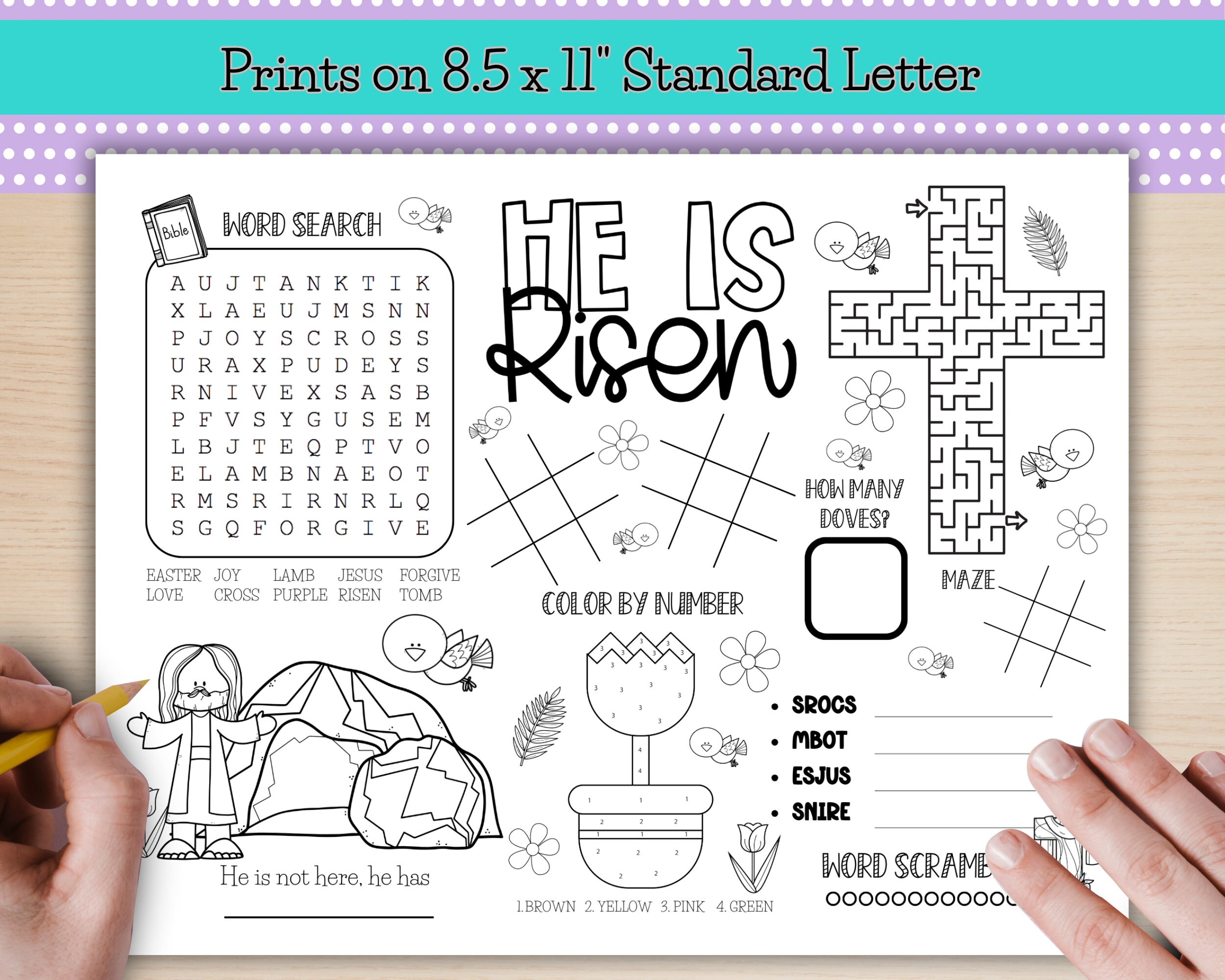 Christian Easter Activity Placemat, Printable Resurrection Sunday ...