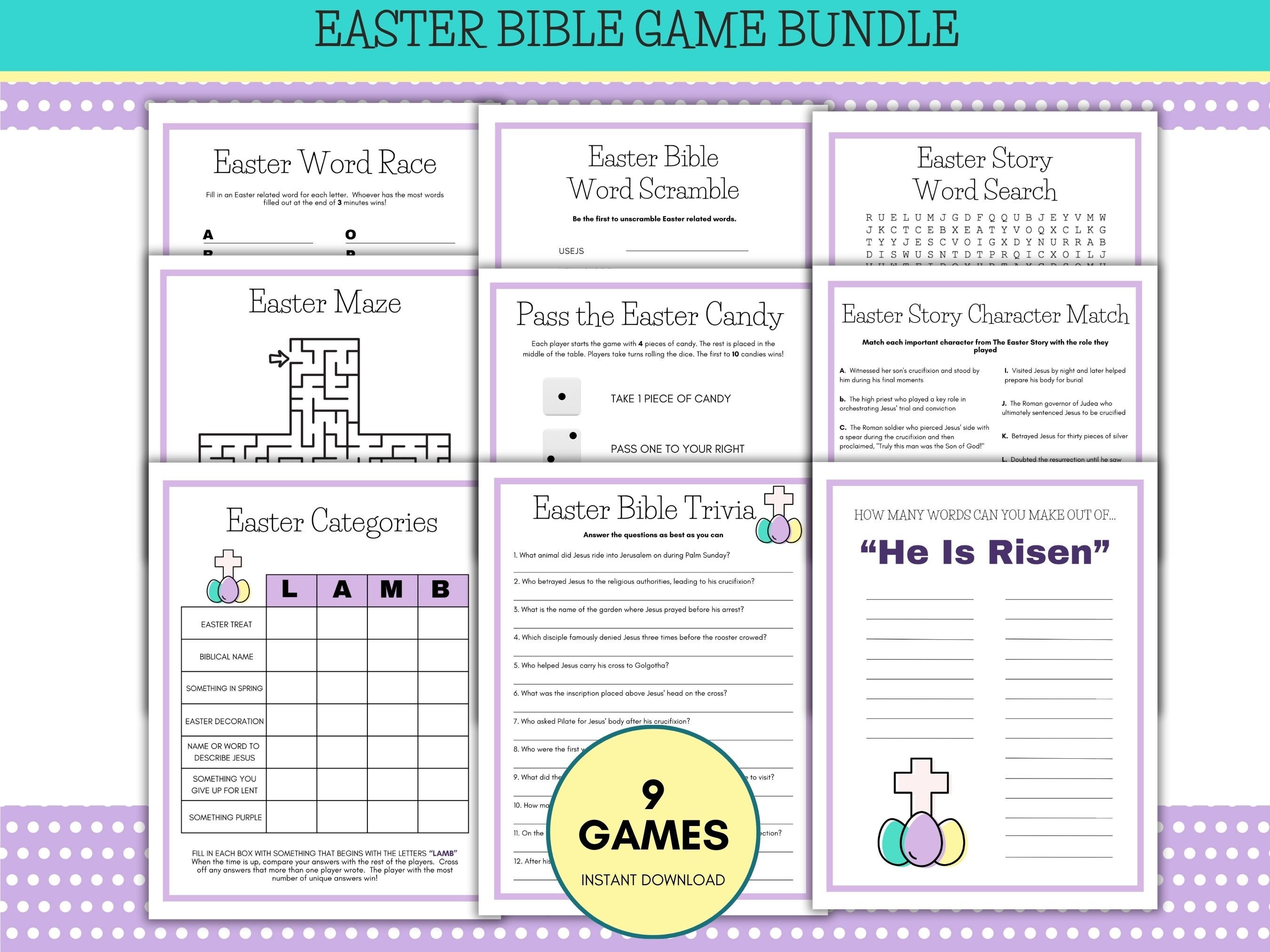 Printable Easter Bible Game Bundle, Easter Bible Trivia, Christian ...