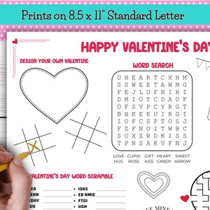 Valentine Coloring Placemat, Printable Valentine's Activity Mat ...